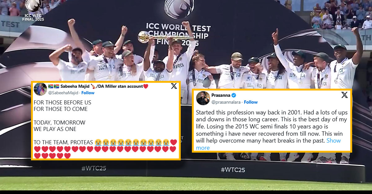 Reactions to South Africa winning the 2025 WTC Final against Australia ...